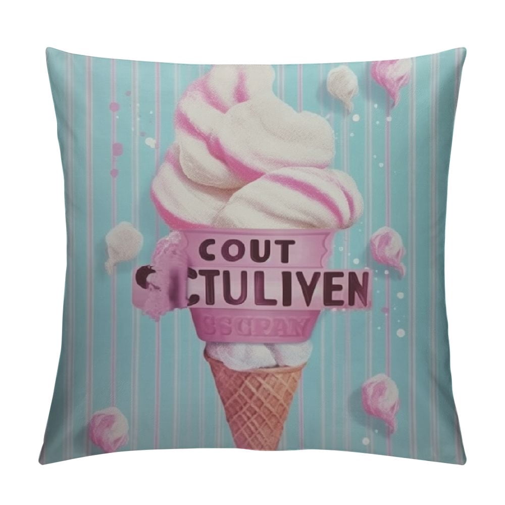 GOSMITH Candy Throw Pillow Cover Sweet Ice Cream Funny Best in Town Any ...