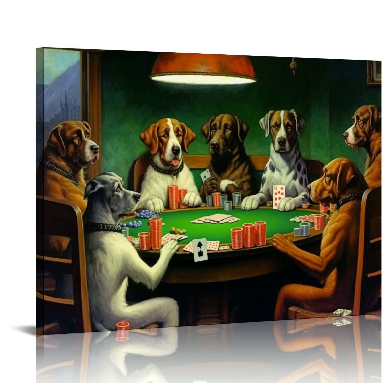 GOSMITH Canvas Print Wall Art - Pokers Dogs Dogs Playing Cards - Wall ...