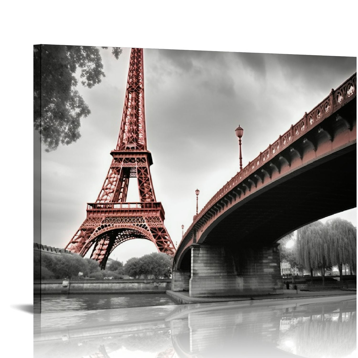 GOSMITH Canvas Print Wall Art Pop of Color Red Eiffel Tower in Paris ...
