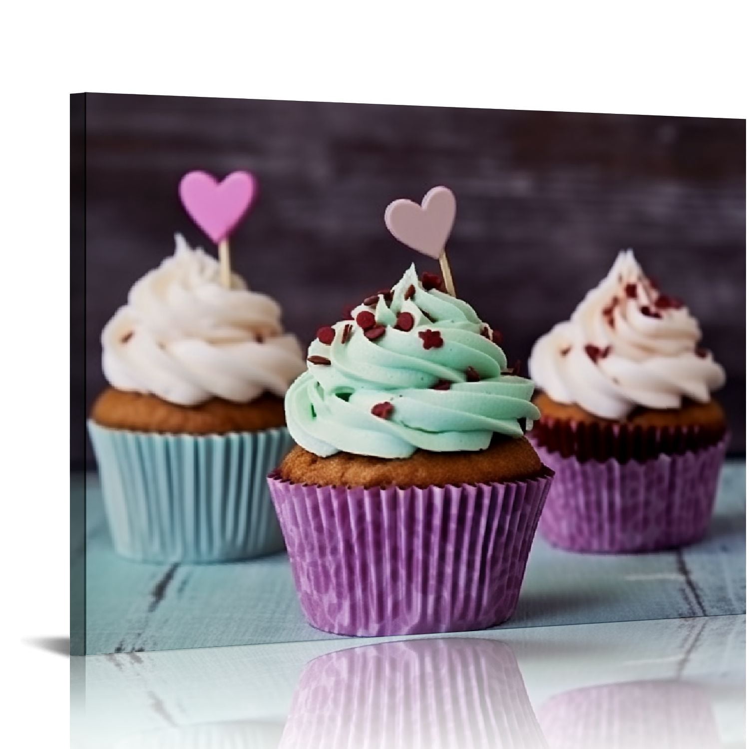 GOSMITH Canvas Prints Wall Art - Three Colorful Cupcakes/Icecream ...