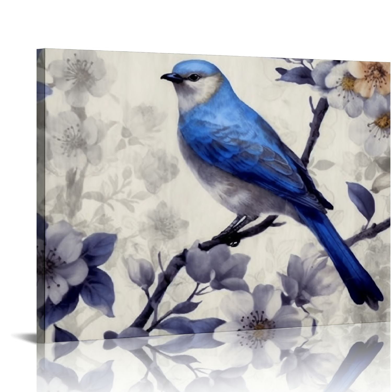 GOSMITH Canvas Wall Art Beautiful Watercolor blue Bird and flower ...
