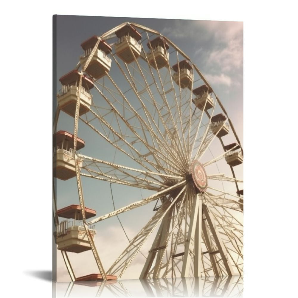 GOSMITH Canvas Wall Art Ferris Wheel Landscape Poster Amusement Park ...