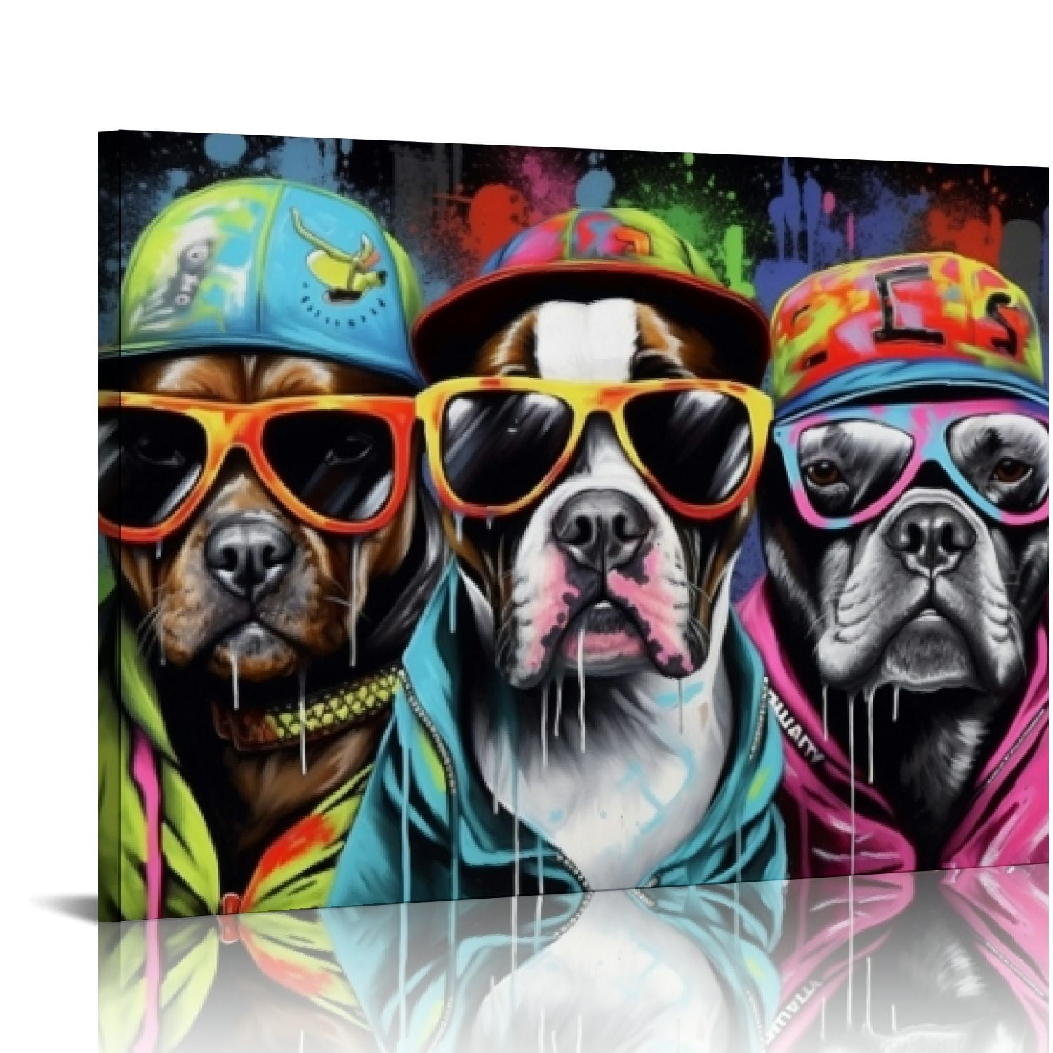 GOSMITH Canvas Wall Art for Bedroom Living Room Funny Graffiti Dog ...