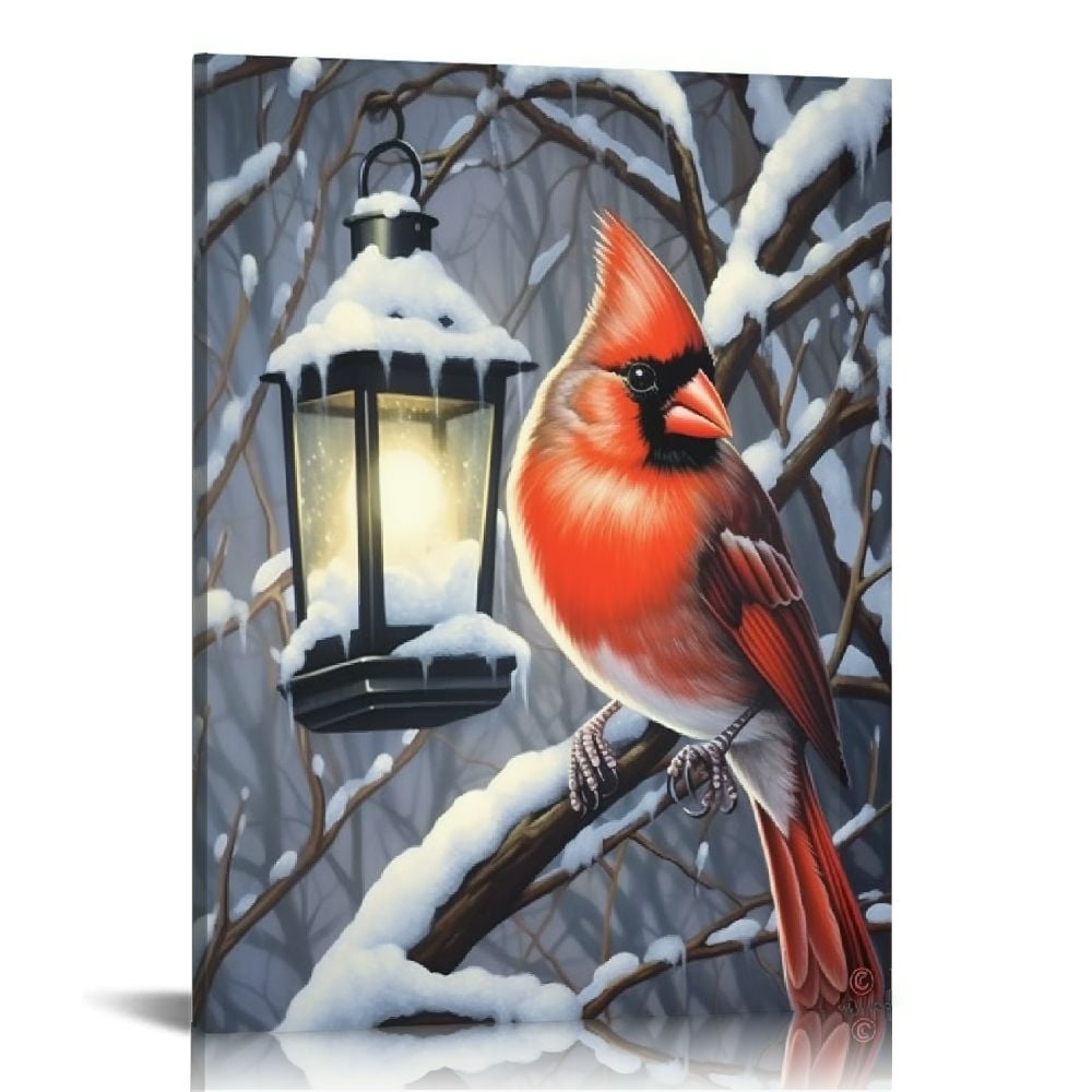 GOSMITH Canvas Wall Decor Christmas Cardinal Christmas Poster Wall ...