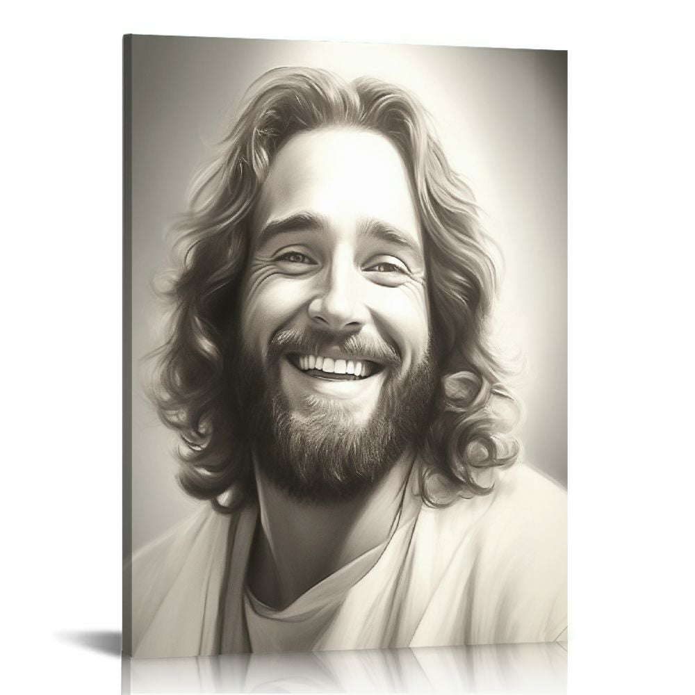 GOSMITH Canvas Wall Decor Jesus Is Smiling Jesus Poster Wall Decor ...