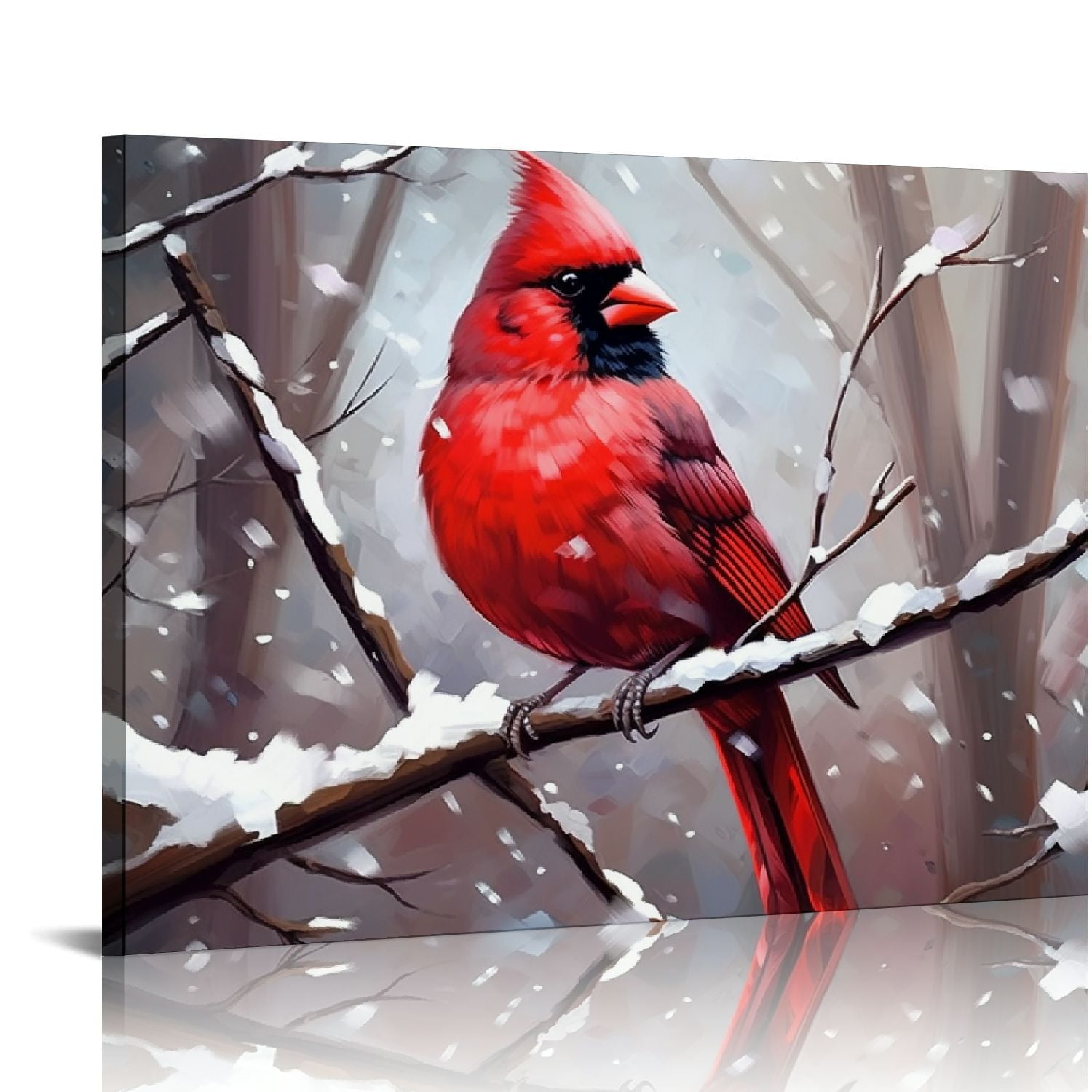 GOSMITH Cardinal Wall Art Canvas Picture for Christmas Red Bird Print ...
