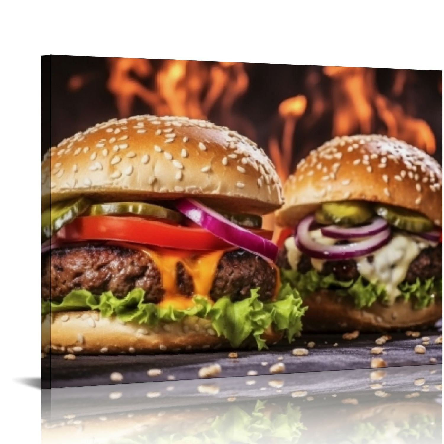 GOSMITH Cheeseburger Canvas Art Hamburger Print Sandwich Bar Decor ...