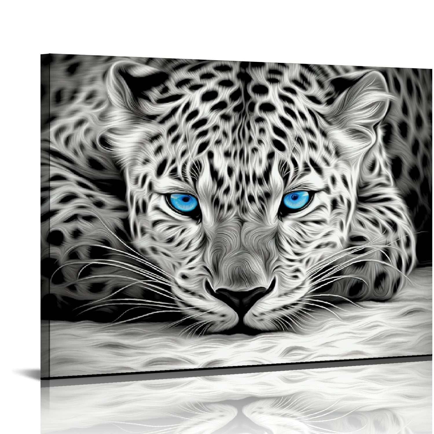 GOSMITH Cheetah Blue Eyes Leopard Animal Black and White Abstract ...