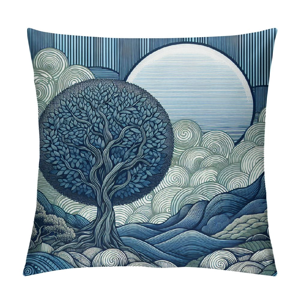 GOSMITH Chinese Style Blue and White Porcelain Lumbar Pillow Covers ...