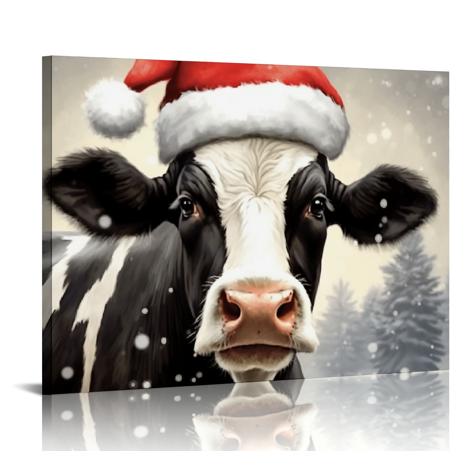GOSMITH Christmas Cow Canvas Wall Art Print, Painting Poster, funny ...