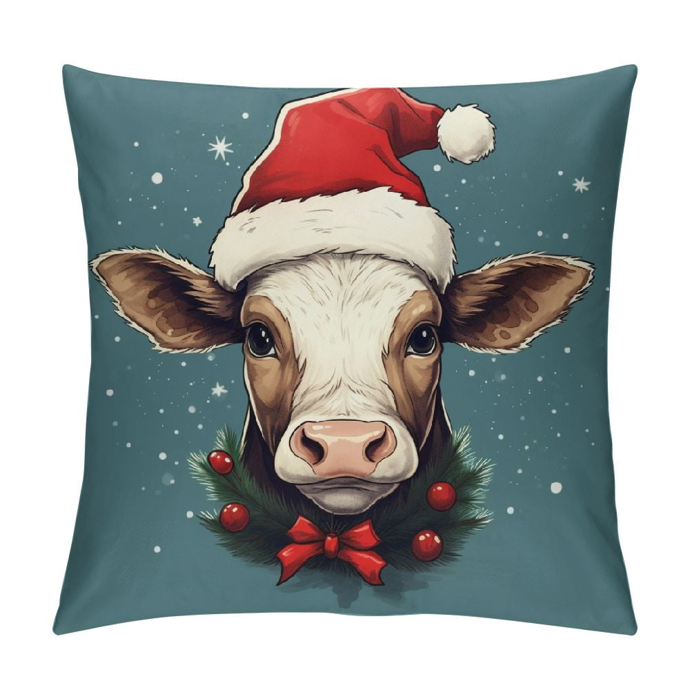 GOSMITH Christmas Farm Animals Throw Pillow Covers Buffalo Plaid ...