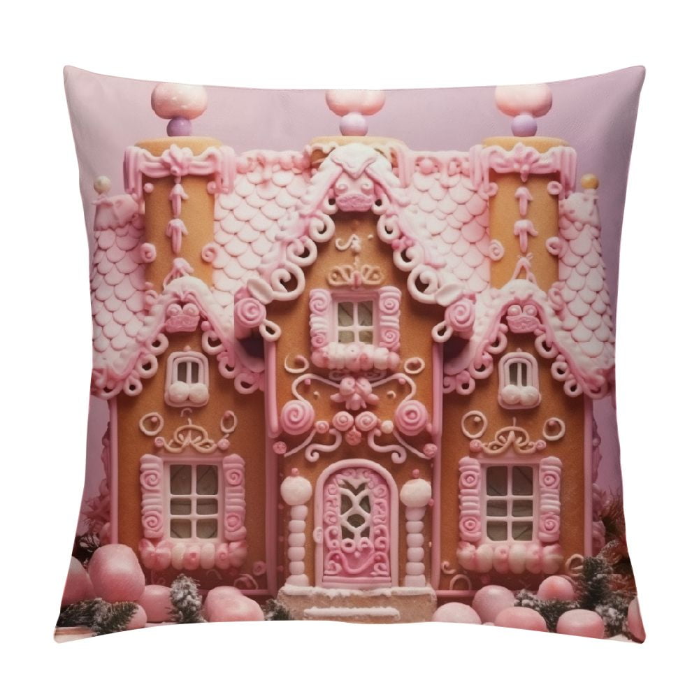 GOSMITH Christmas Gingerbread Man Throw Pillow Covers Gingerbread House ...
