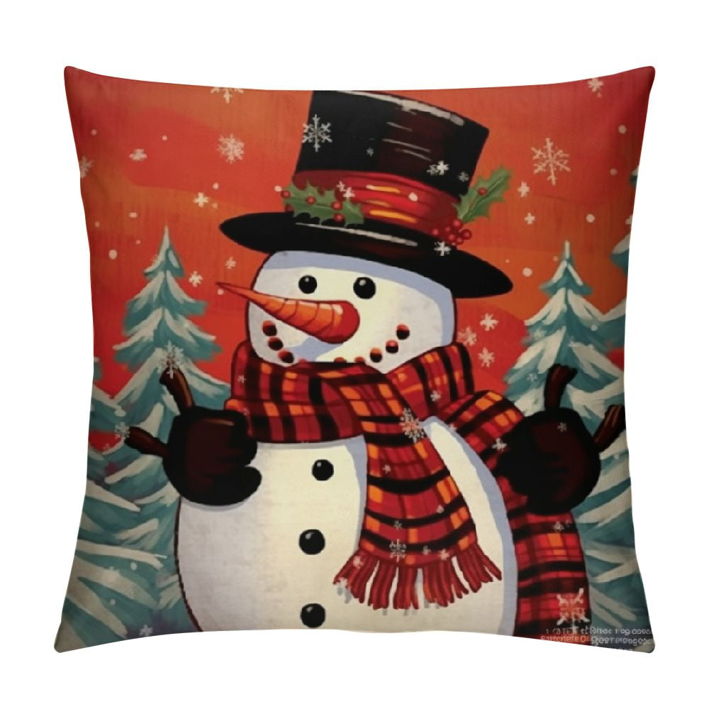 GOSMITH Christmas Pillow Cover Colorlife Snowman Tree Snowflake Lumbar ...