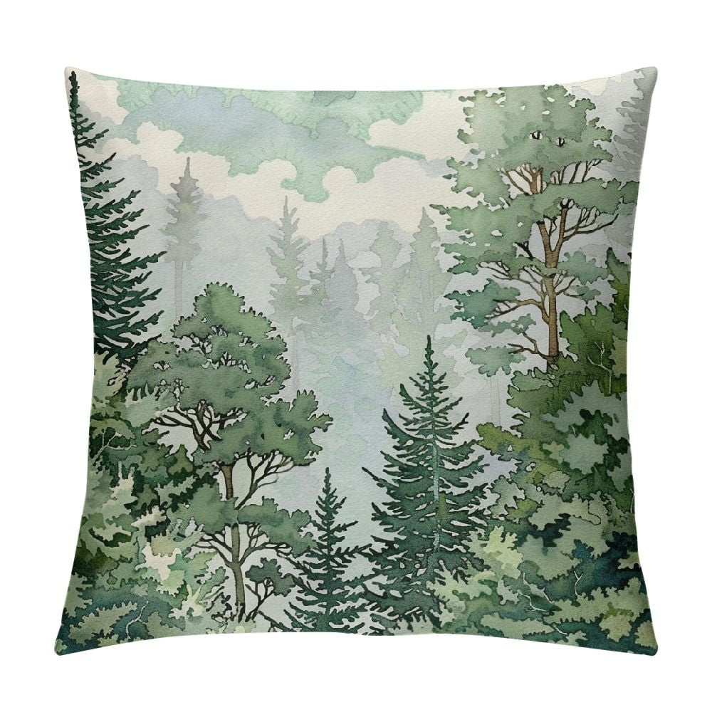 Leisuo Christmas Pillow Covers Rustic Pine Tree Forest Green Christmas ...
