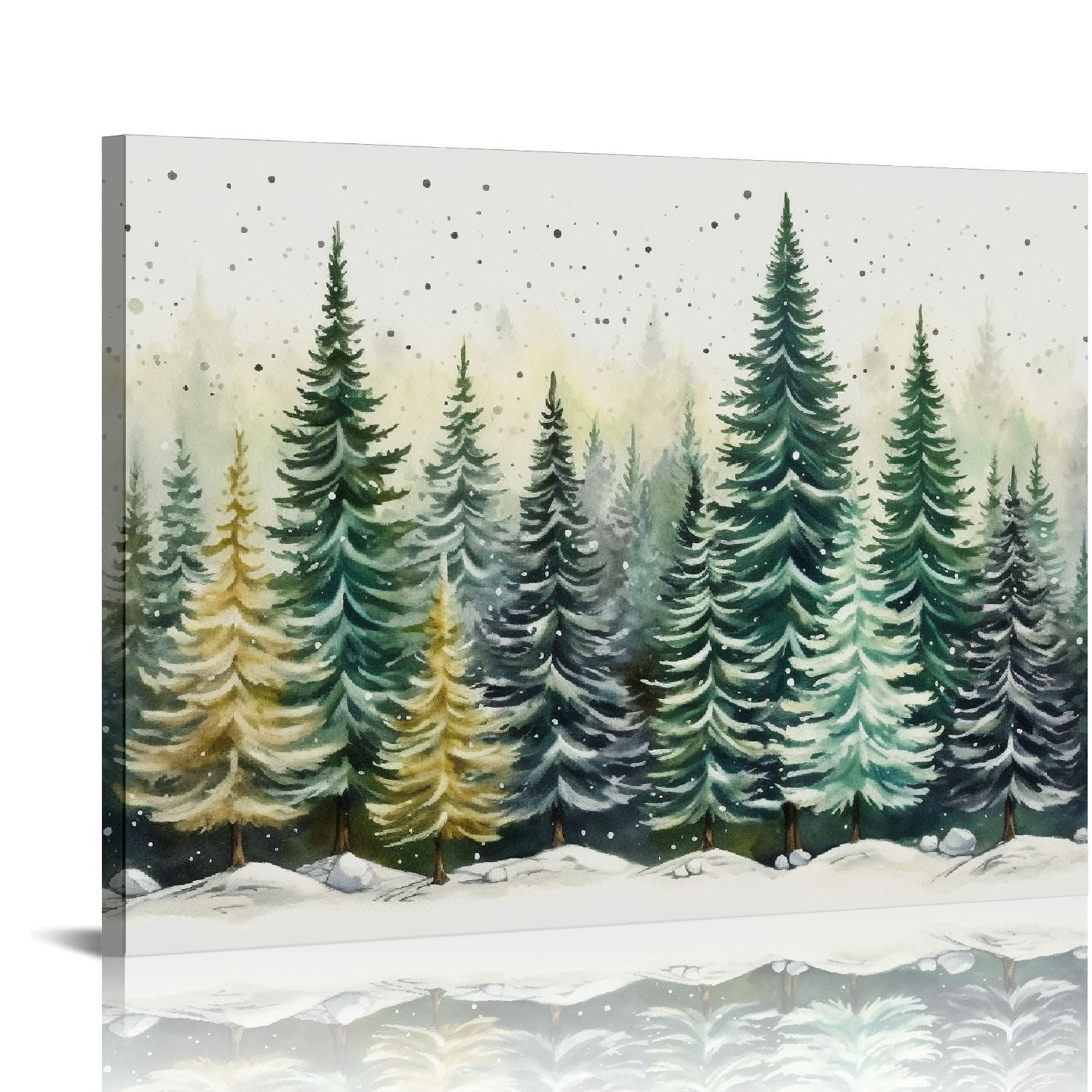 GOSMITH Christmas Tree Print, Winter Landscape, Watercolor Christmas ...