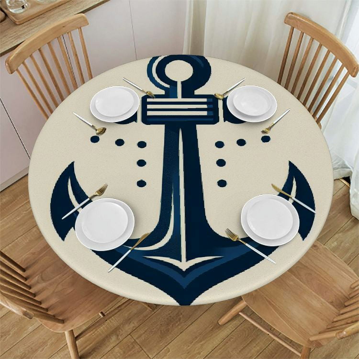 GOSMITH Coastal Sailing Blue Compass Anchor Sailboat Navigation Pattern ...