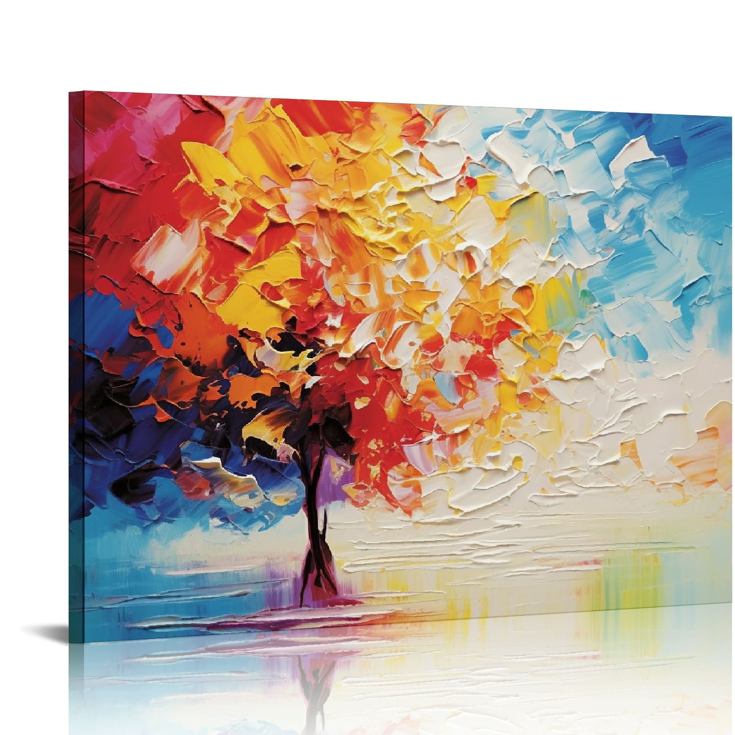 GOSMITH Colorful Abstract Canvas Wall Art Navy Blue Art Red Orange ...