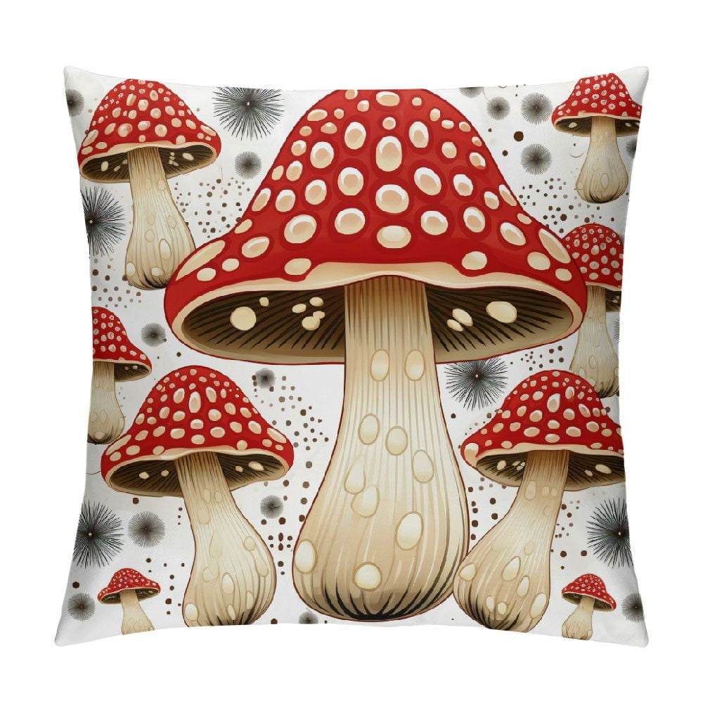 Gosmith Cottagecore Decor Pillow Covers Flannel Decorative Mushroom