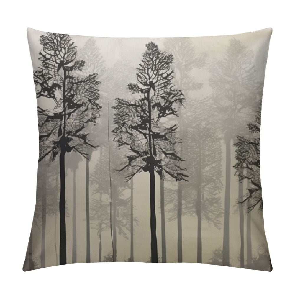 GOSMITH Country Throw Pillow Cushion Cover, Pine Trees in The Forest on ...