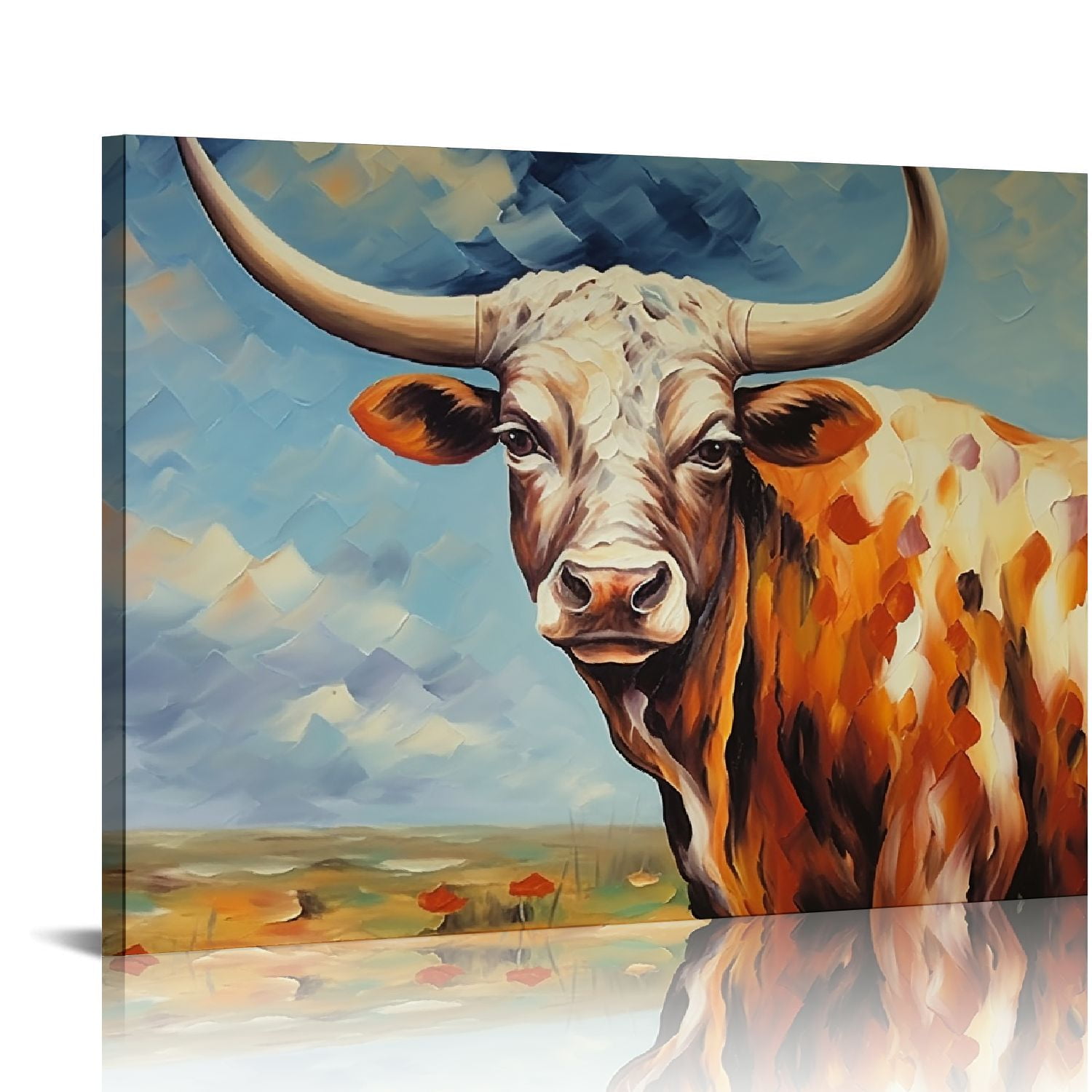 GOSMITH Cow Pictures Wall Decor Picture Of Texas Longhorn Print Bull ...