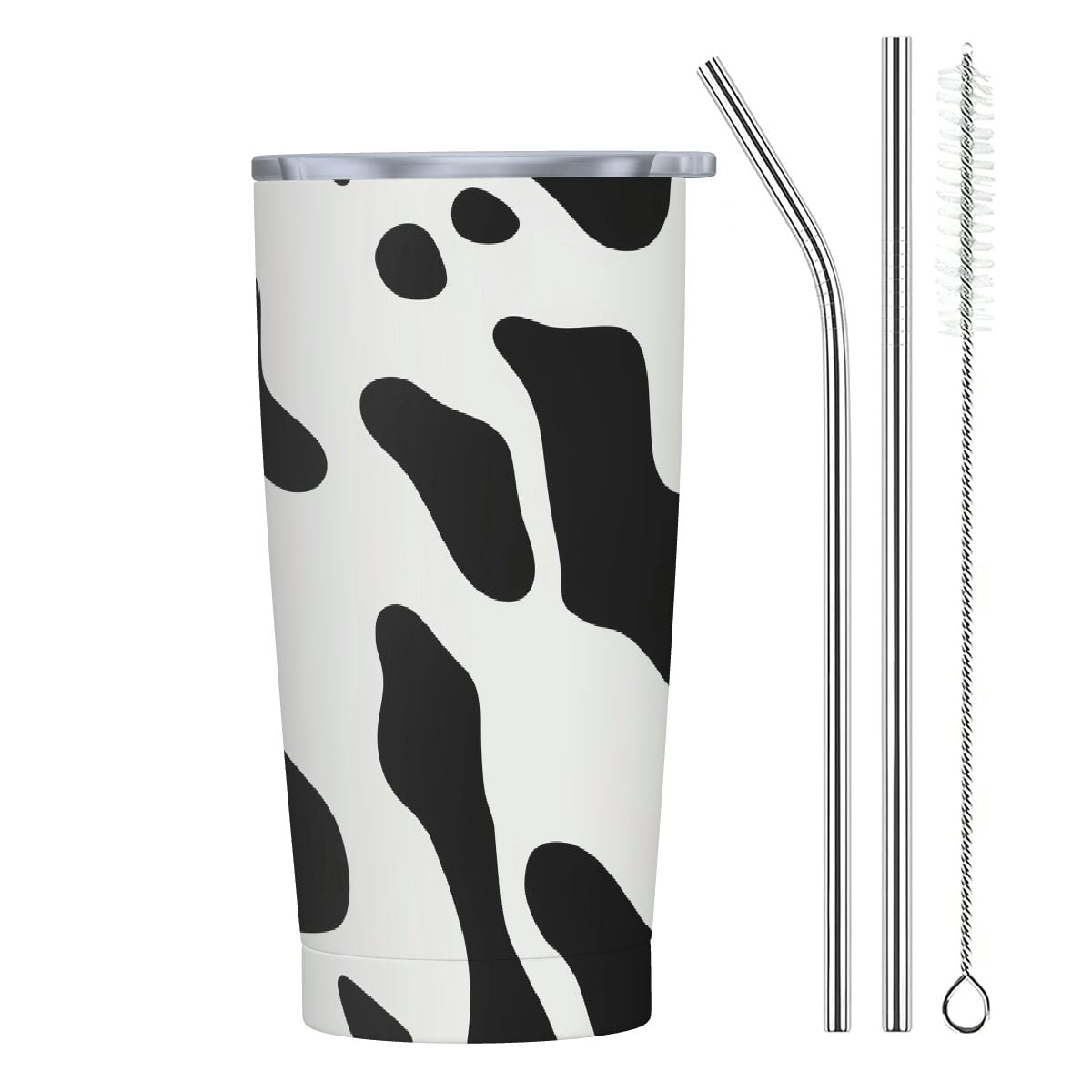 GOSMITH Cow Print Skinny Tumblers with Lids and Straws, Stainless Steel ...