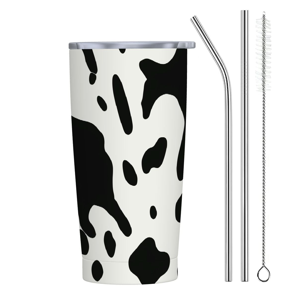 GOSMITH Cow Print Tumbler with Lid and Straw Stainless Steel Insulated ...