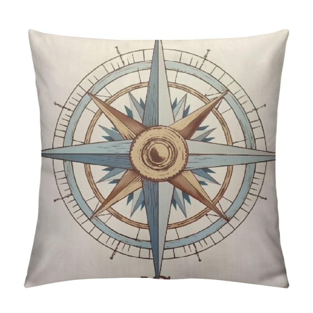 GOSMITH Cushion Covers Vintage Compass Antique Pattern Global Geography ...