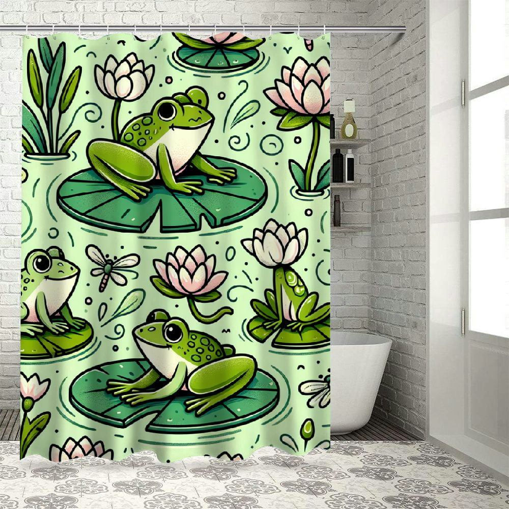 GOSMITH Cute Frog Health Shower Curtain, Multiple Sizes, Bathroom ...