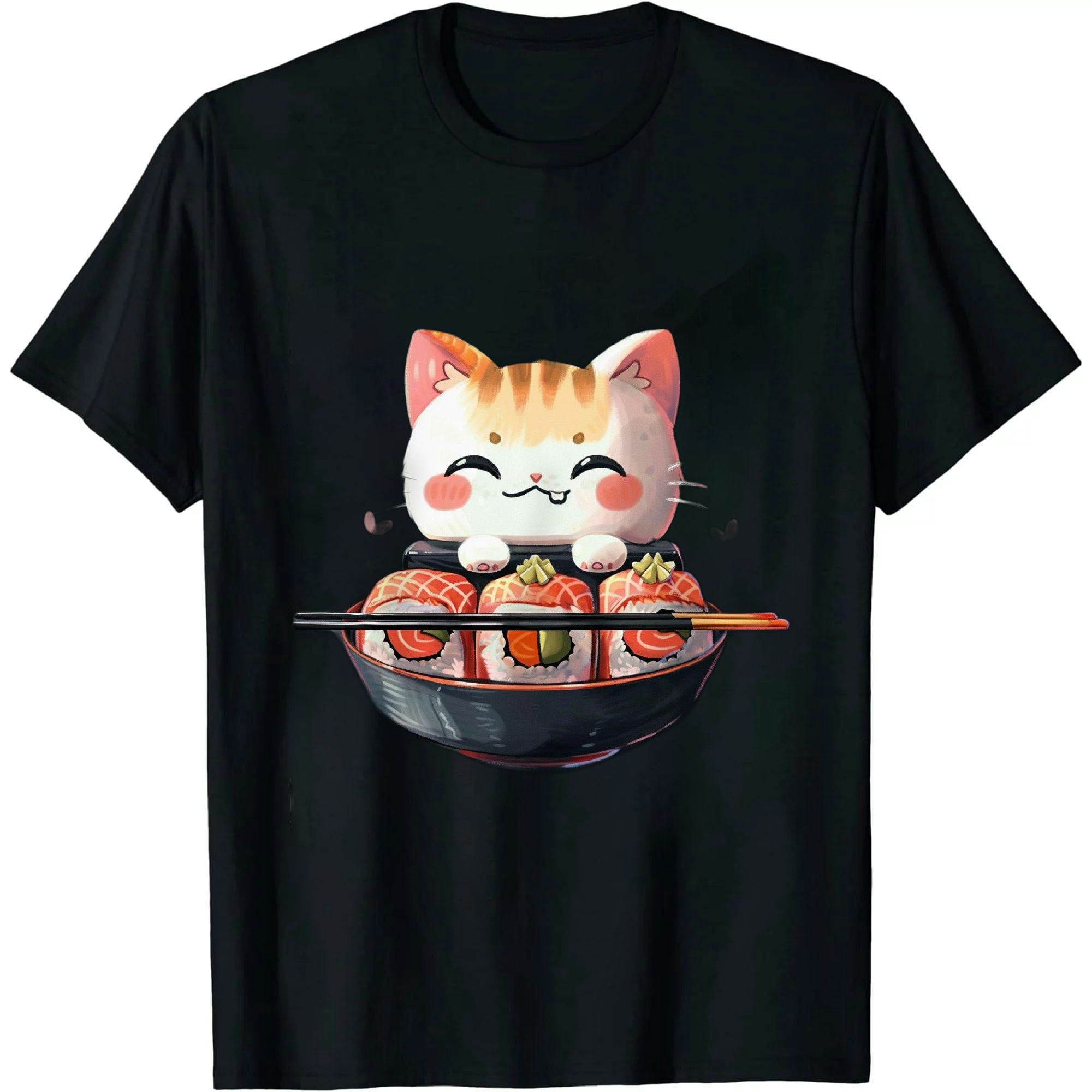 GOSMITH Cute Kawaii Kitten & Sushi T-Shirt - Walmart.com