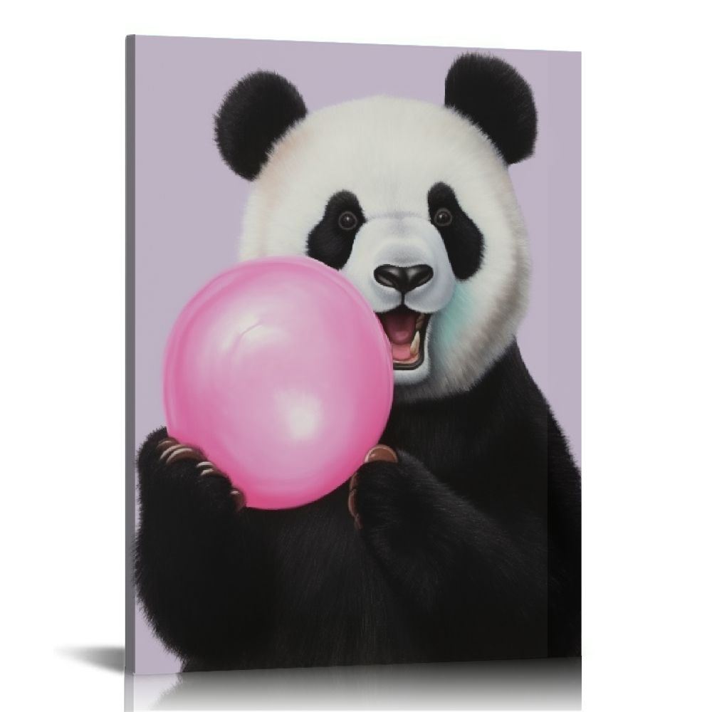GOSMITH Cute Panda Animal Decor Bubble Gum Art Pink Chewing Gum Canvas ...