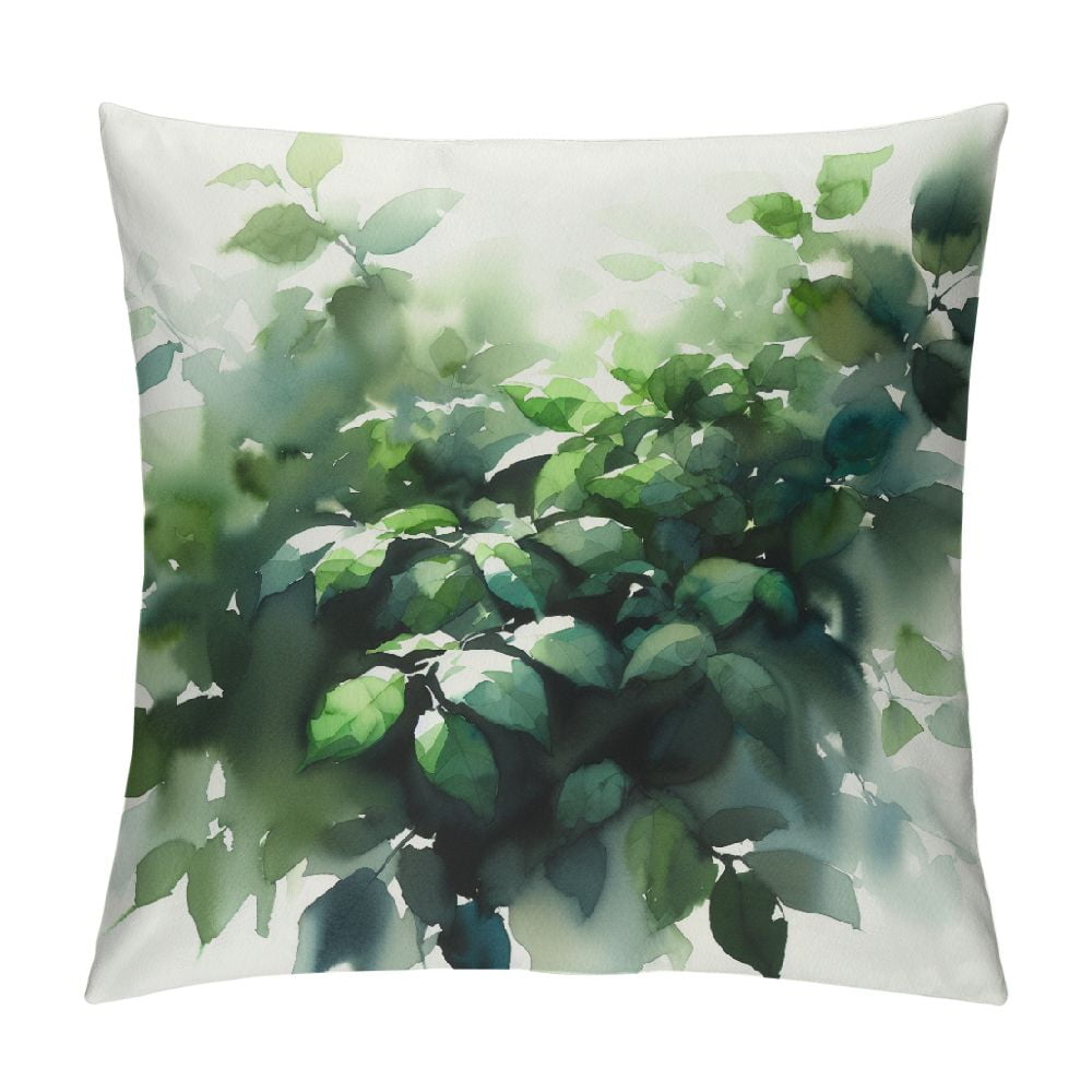 GOSMITH Decorative Cushion Cover Banana Leaves Watercolor Green Leaves ...