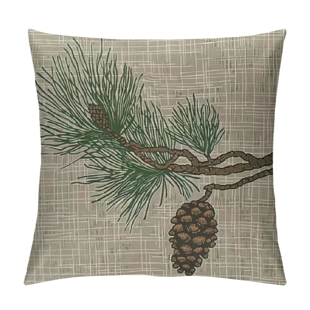 Leisuo Decorative Farmhouse Square Throw Pillow Cover Green Christmas ...