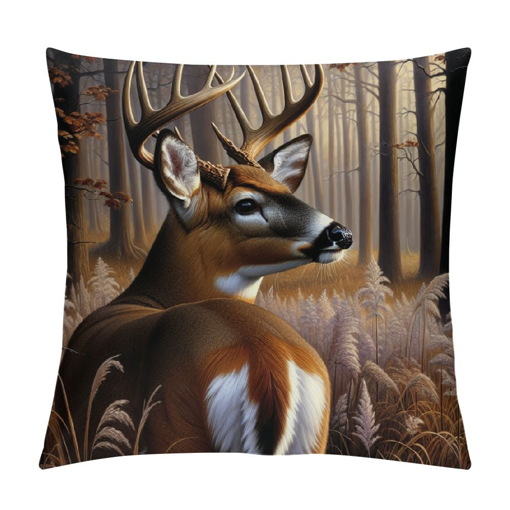 GOSMITH Deer Grass Hunting Rustic Farmhouse Decorative Throw Pillow ...