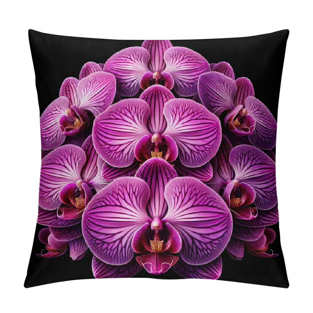 Leisuo Throw Pillow Orchid Tropical Flowers Floral Elegant Pink Green ...