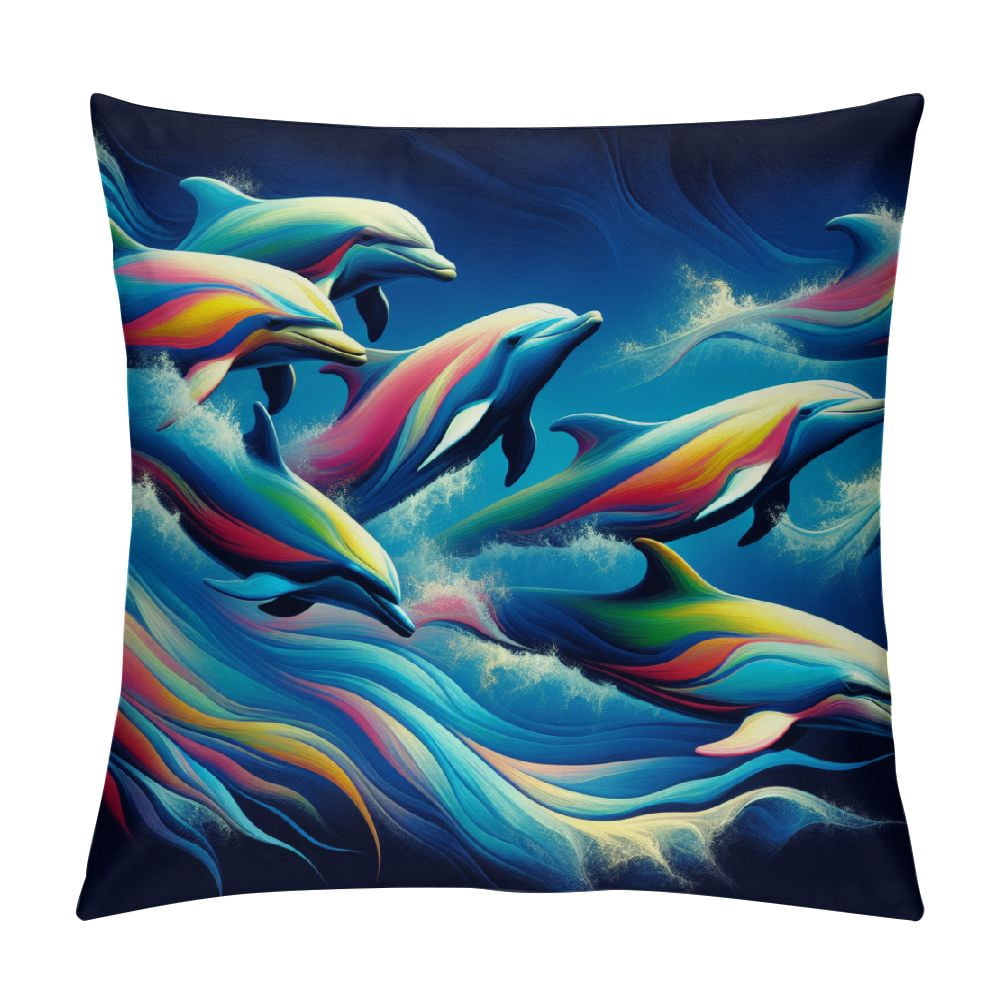 Leisuo Dolphin Throw Pillow Cover, Underwater World Pillow Cover for ...