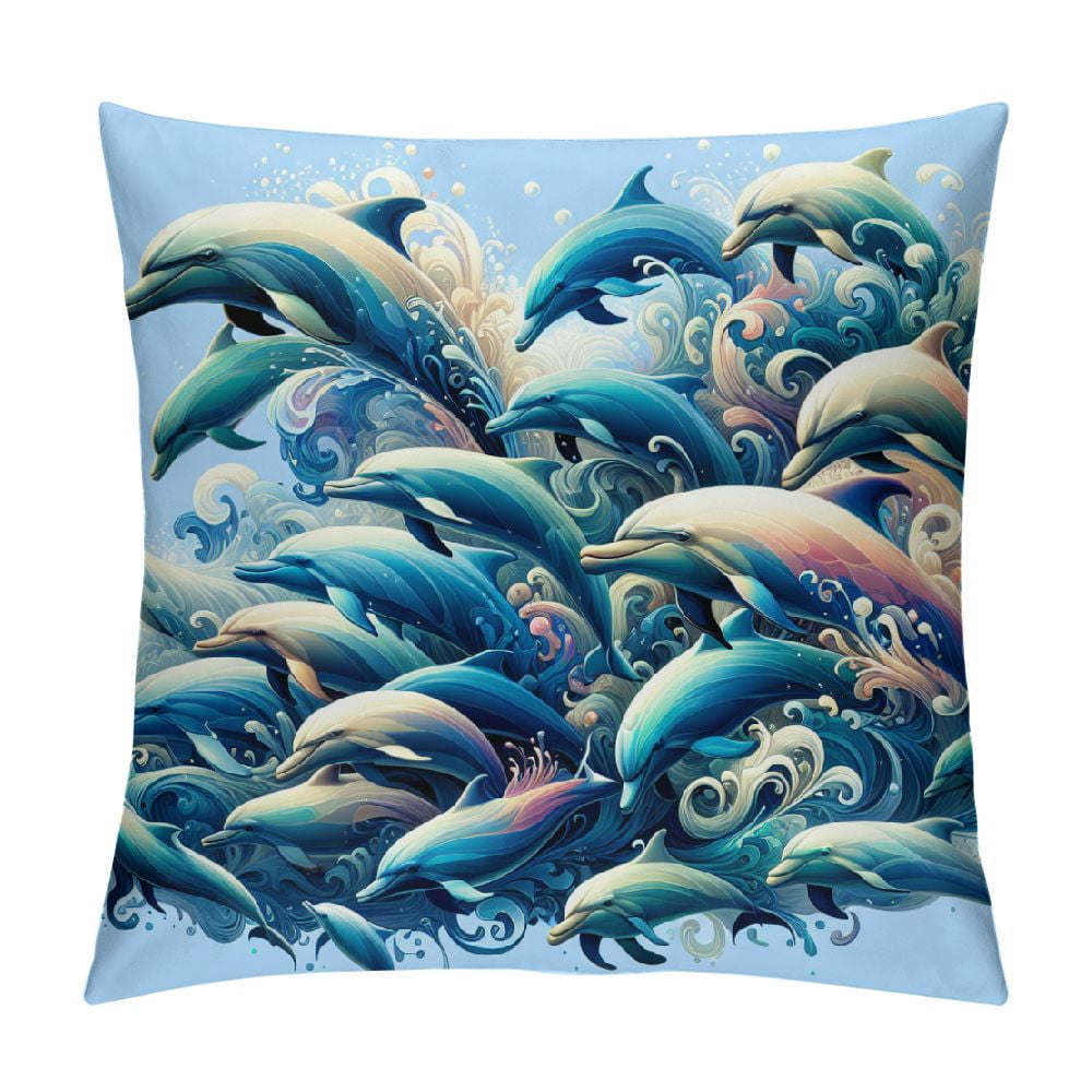 Leisuo Dolphin Throw Pillow Cover, Underwater World Pillow Cover for ...