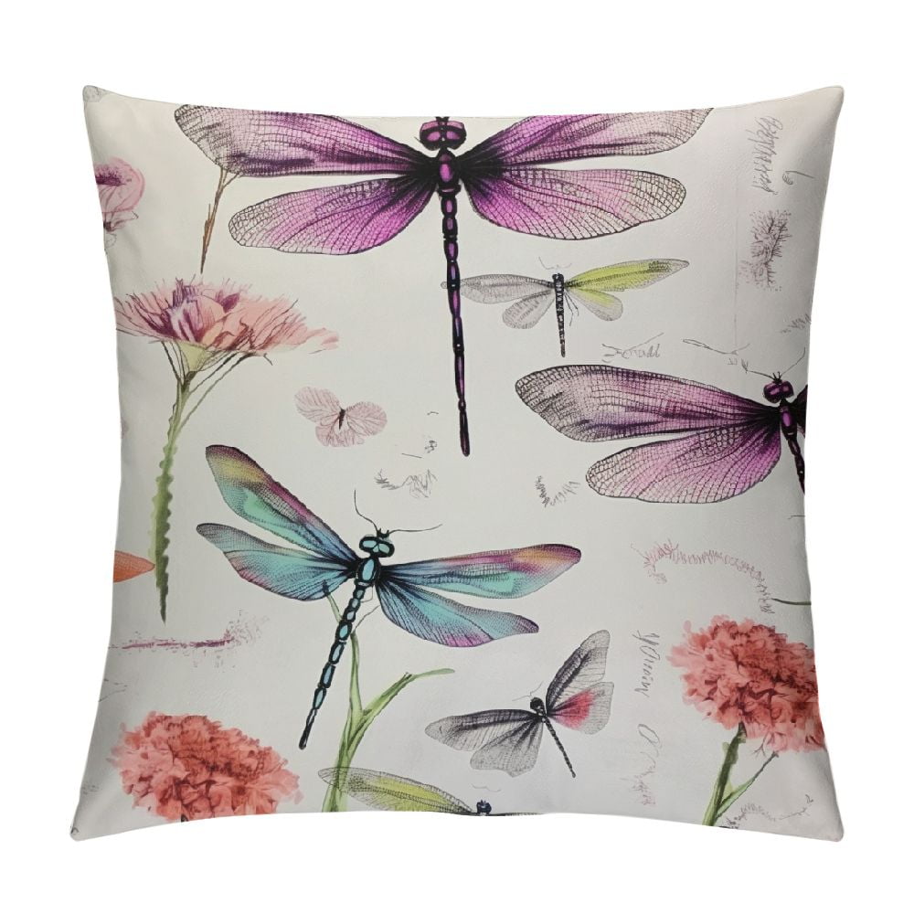 GOSMITH Dragonfly Seasonal Throw Pillow Covers Butterfly Fly Beautiful ...