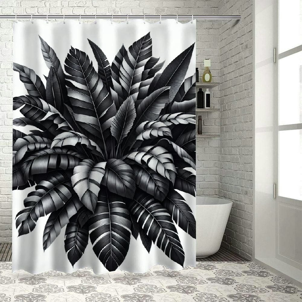 Leisuo Durable and Washable Black White Tropical Plants Monstera Leaf ...