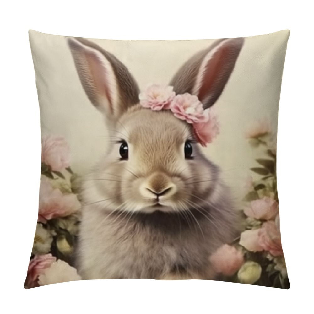 GOSMITH Easter Bunny Throw Pillow Cover Cute Rabbits Bunny Pillows ...
