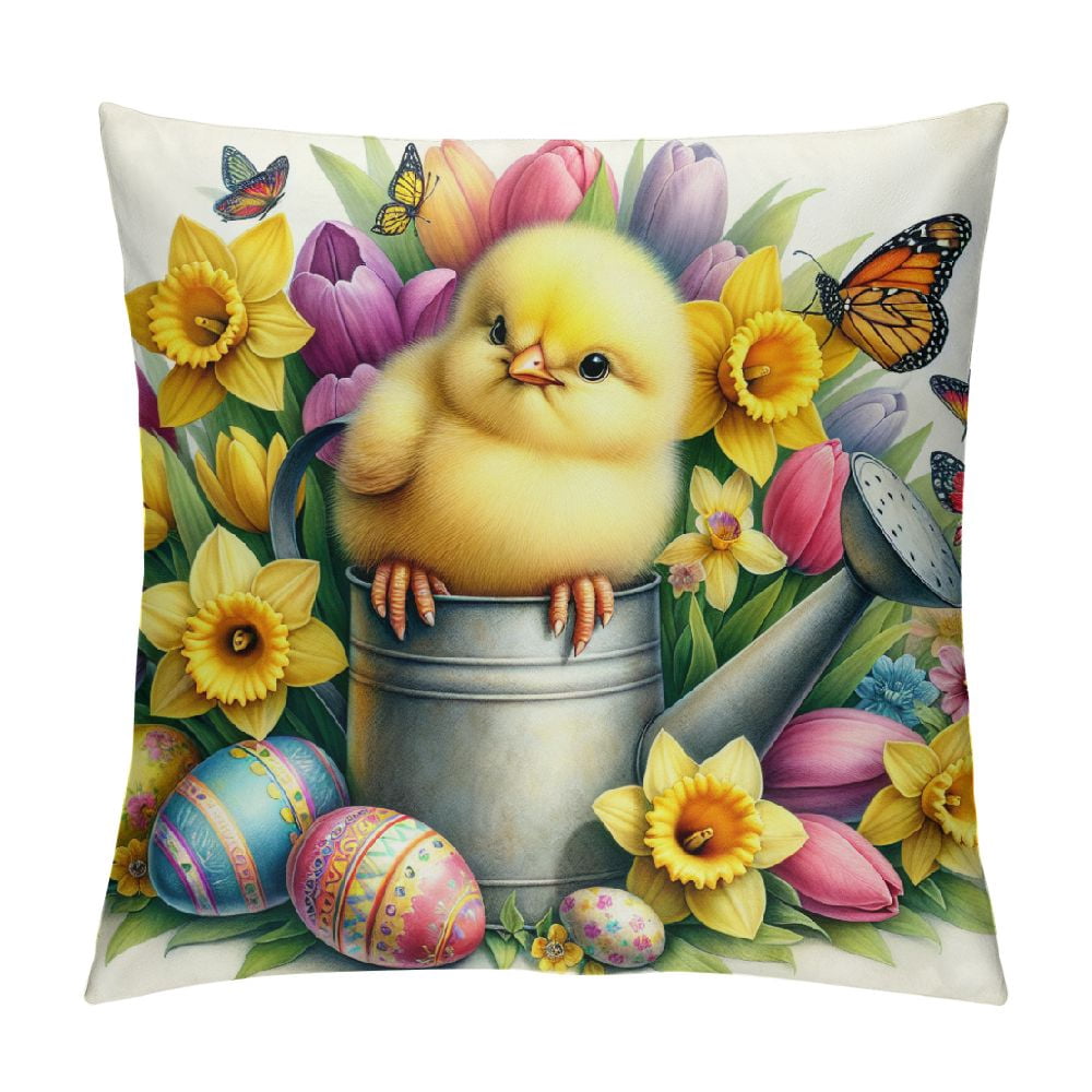 GOSMITH Easter Pillow Covers, Bedroom Sofa Pillow Cover Cute Chick ...