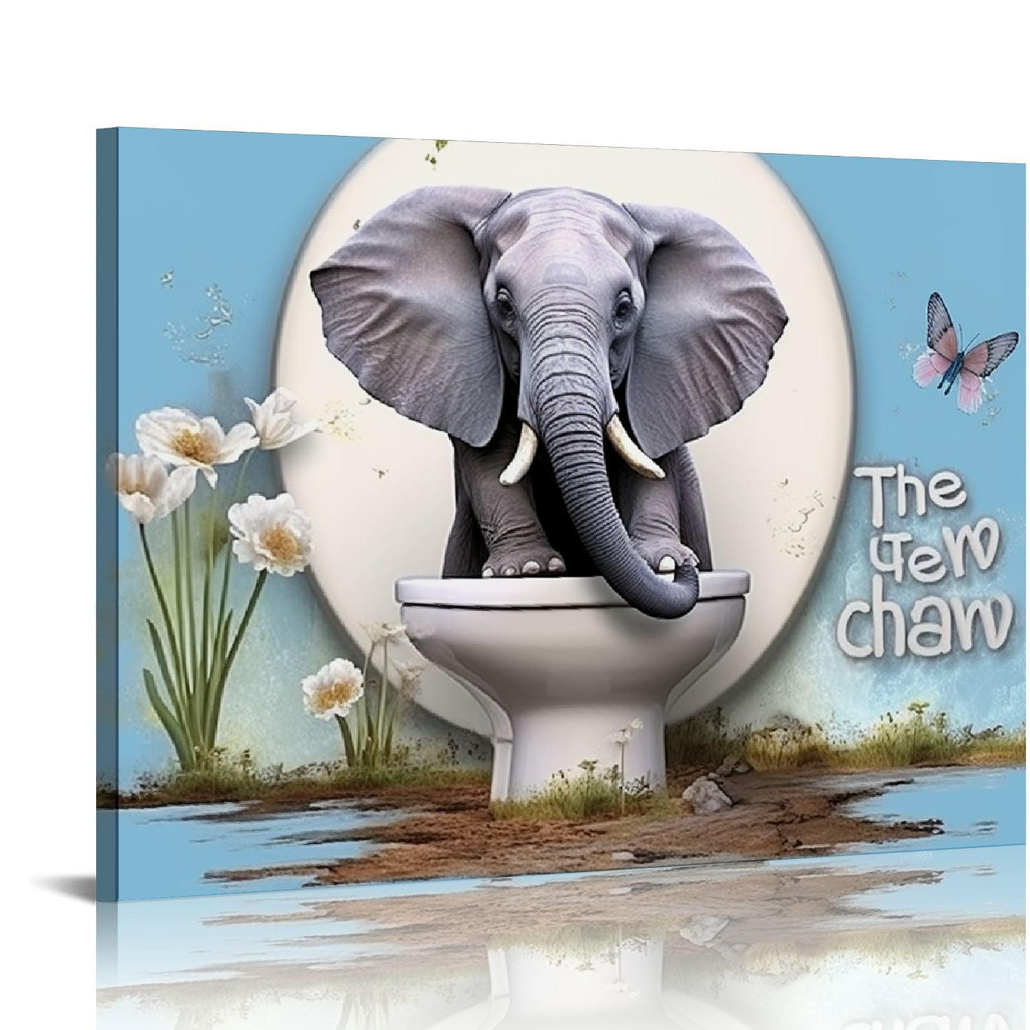 GOSMITH Elephant Bathroom Pictures for Wall Art Canvas Elephant with ...