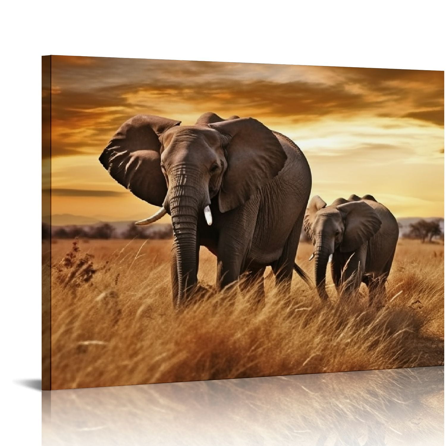 GOSMITH Elephant Canvas Picture Wall Art: Elephant Family Migrate ...