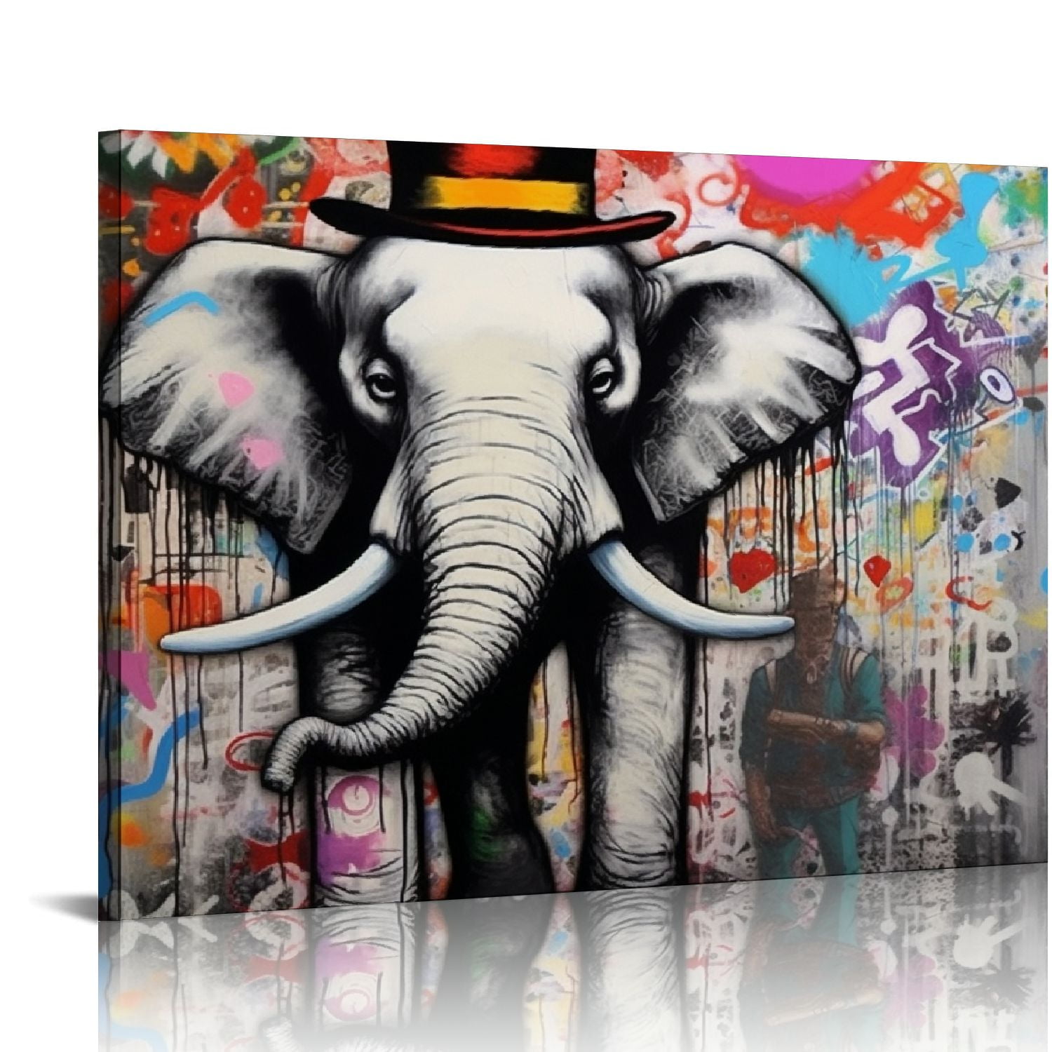 GOSMITH Elephant Pictures Wall-Art For Bedroom - Graffiti Canvas Wall ...