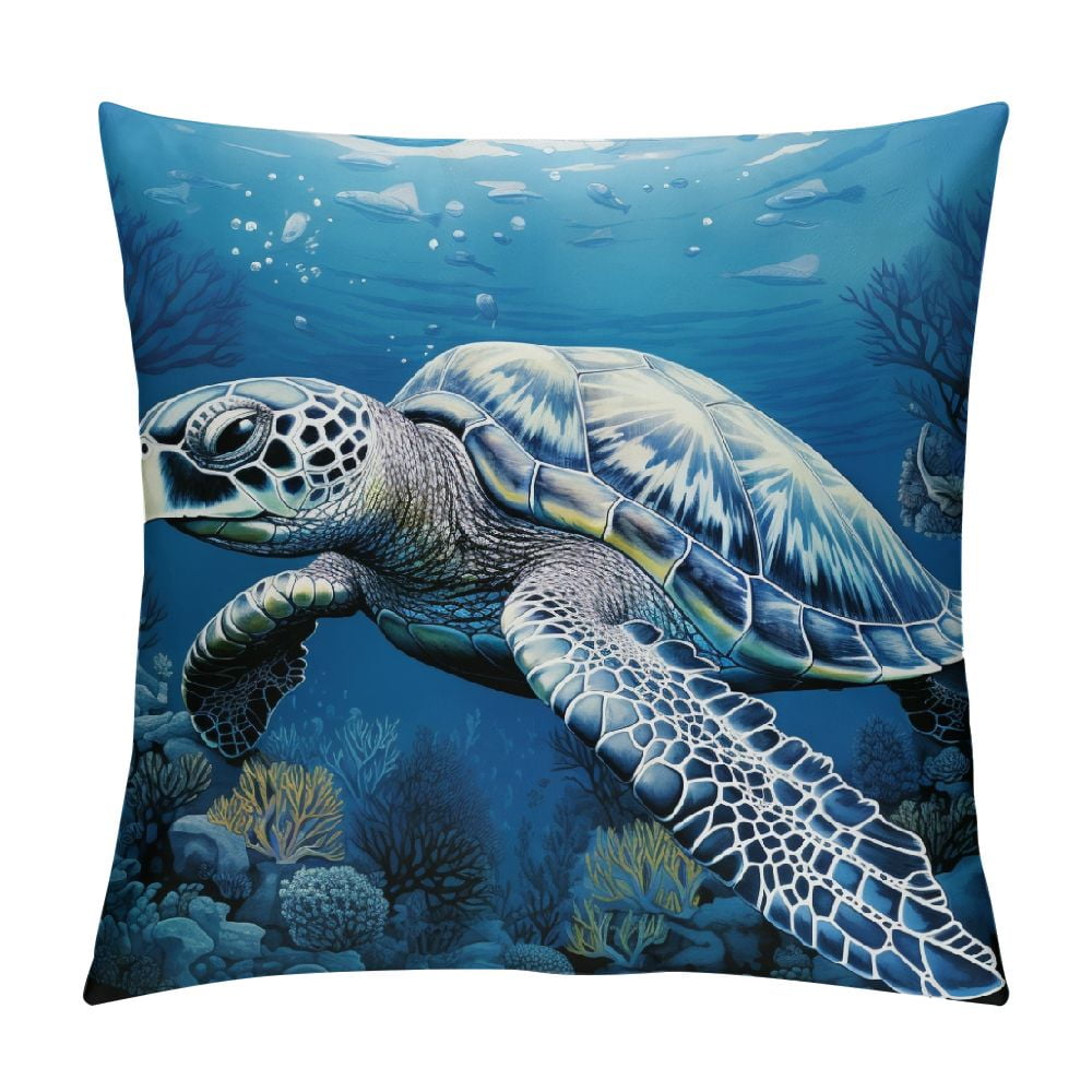 GOSMITH Enchantment Collection Sea Turtle Throw Pillow Cover,", Multi ...