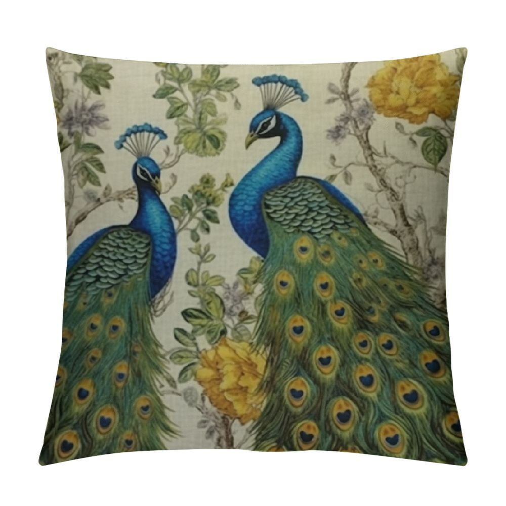 GOSMITH Exotic Peacock Pillow Covers Summer Lemons Pillowcase Throw ...