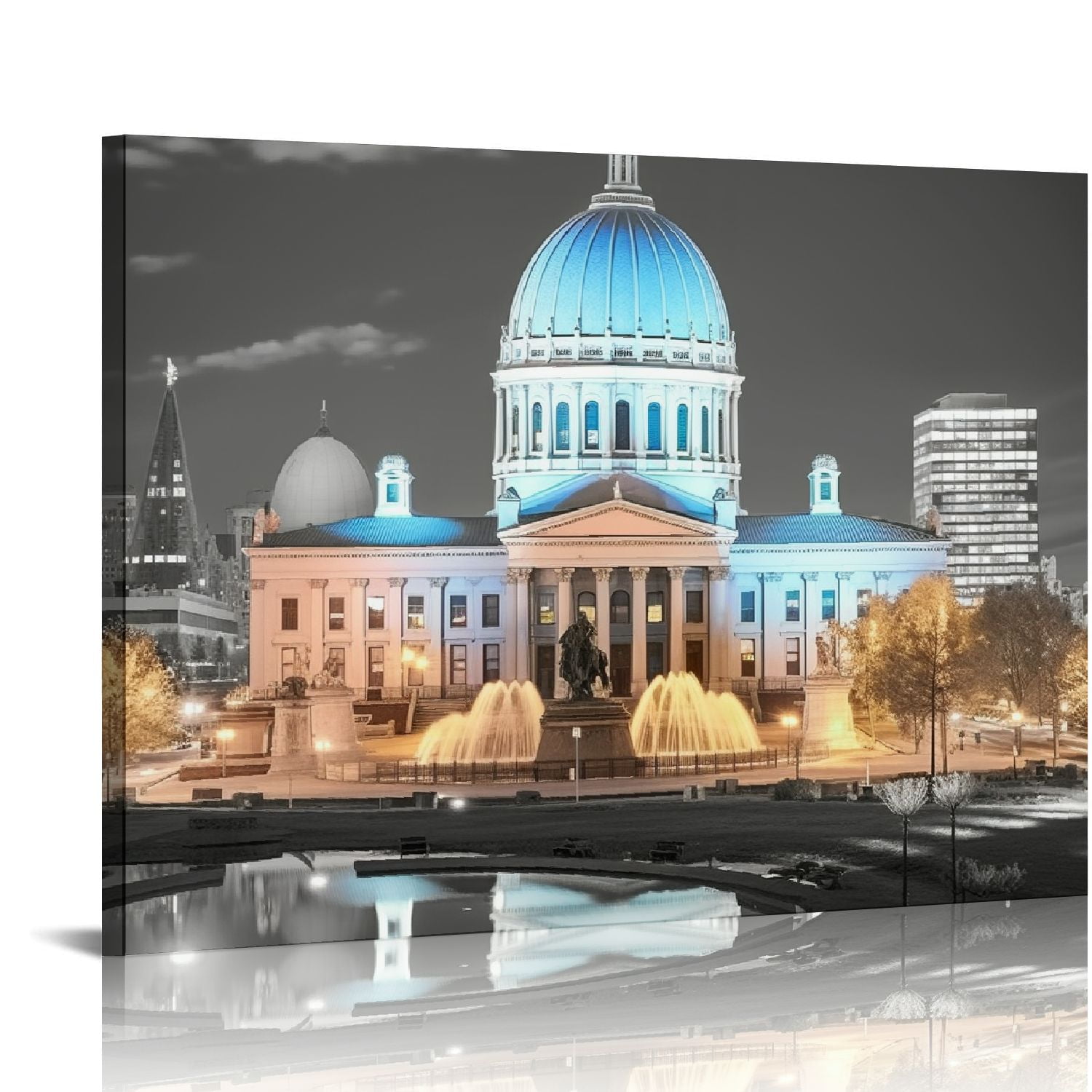 GOSMITH Famous St. Louis Cityscape Canvas Wall Art Decor Black and ...