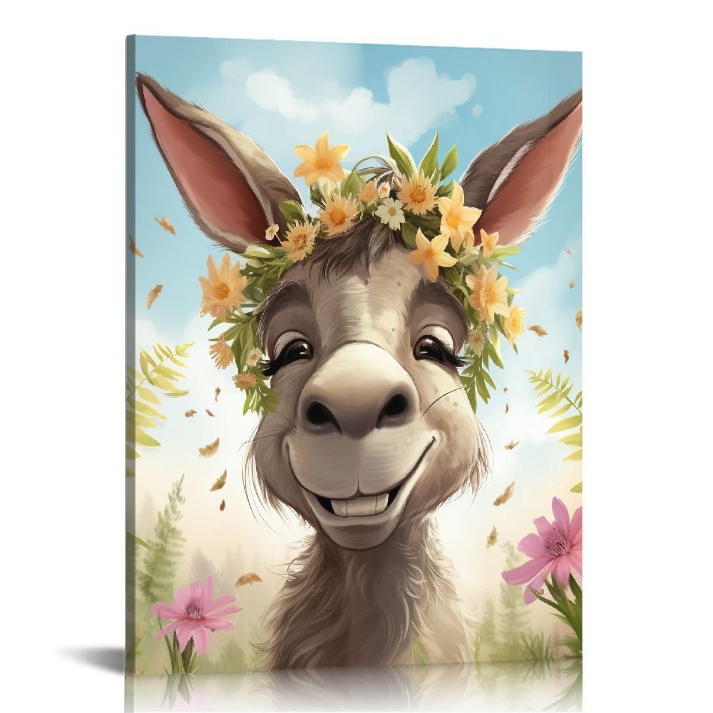 GOSMITH Farmhouse Bathroom Wall Art Donkey Poster Funny Donkey Pictures ...