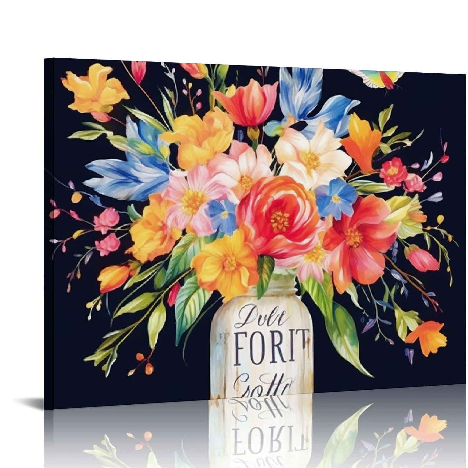 GOSMITH Farmhouse Rustic Flower Wall Art, Colorful Flower Bouquet in ...