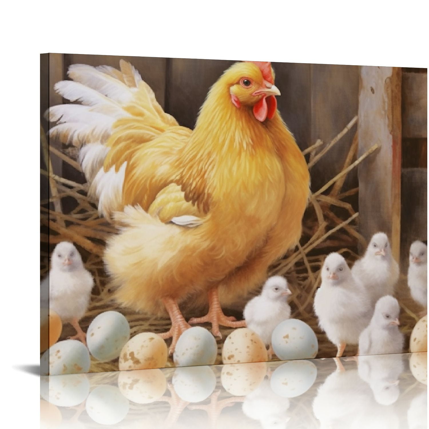 GOSMITH Farmhouse Wall Art Rooster Print: Hen Painting Small Born ...