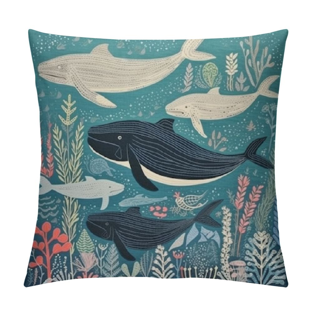 GOSMITH Fish Pillows Nature Nautical Ocean Sea Seaweed Coral Whale ...